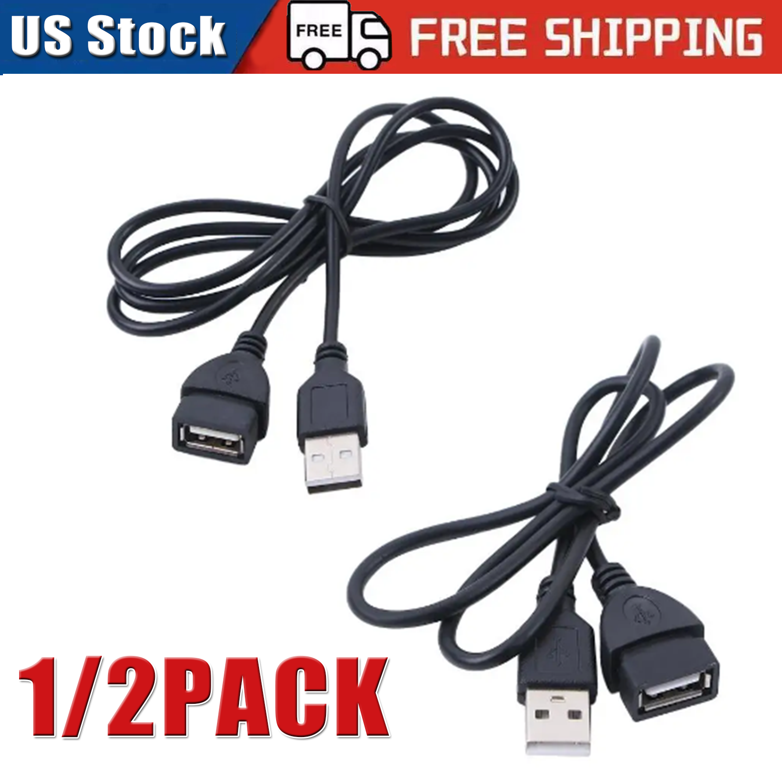 High-Speed USB to USB Extension Cable USB 2.0 Adapter Extender Cord ...