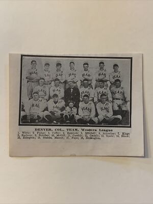 Denver Bears Cy Morgan & Atlanta Crackers Tom Long 1914 Baseball Team ...