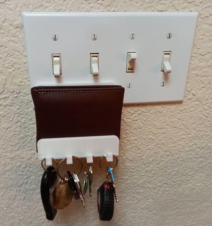 2 Light Switch Key Hanger, Phone / Wallet Holders. Holds 4 Key Rings ...