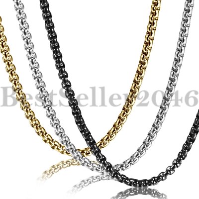 3PCS Womens Mens Stainless Steel 4mm Cable Wheat Link Curb Chain ...