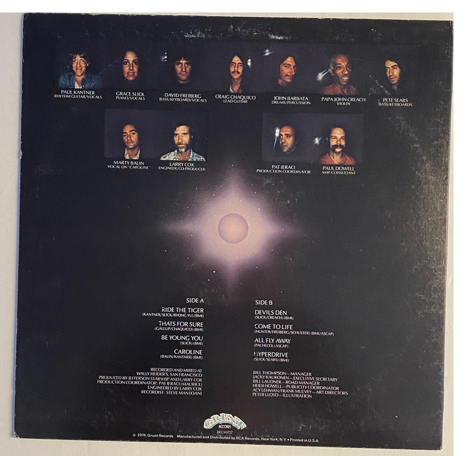 Jefferson Starship Dragon Fly Grunt BFL1-0717 1974 Rock & Roll VG+ | eBay