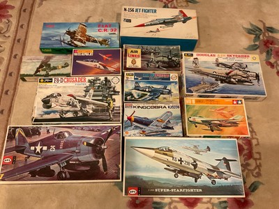 Lot of 12 Model plane Kits by TAMIYA, FUJIMI, AOISHIMA, UPC, ARTIPLAST ...