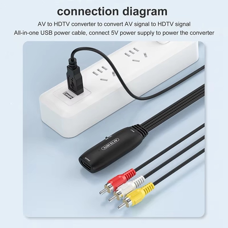 1080P AV to -Compatible Adapter Converter Cable Video Adapter for Set ...