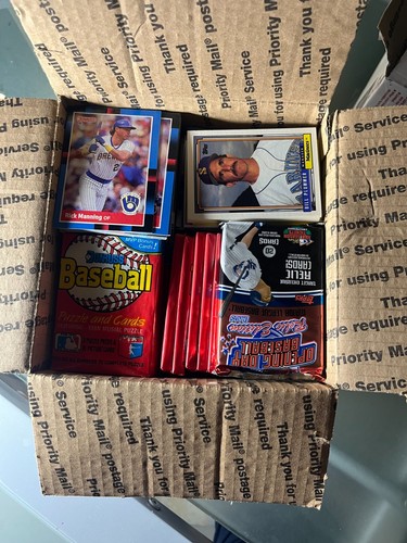 Box Of 1,233 Random Baseball Cards and Unopened Packs-Commons-Stars ...
