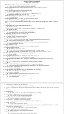 DMV Commercial Class A & B License General Knowledge Written Test With ...