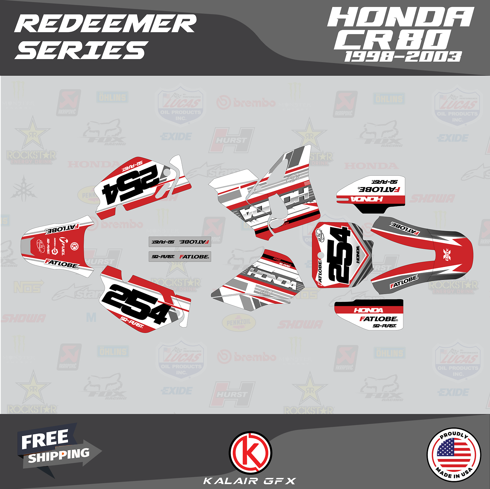 Graphics Kit for Honda CR 80 1998-2003 CR80 REDEEMER-Red | eBay