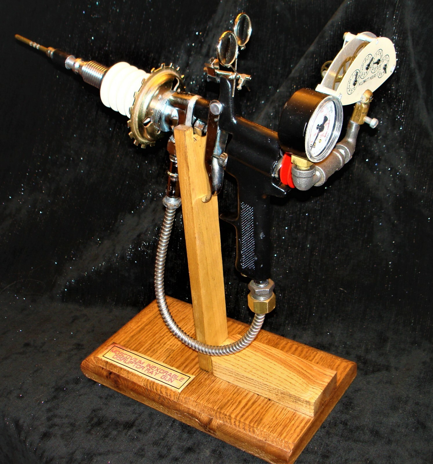 Steampunk Electric Metal Space Ray Zapping Gun w/ OAK Stand Hand ...