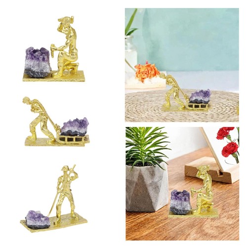 Metal Figurine Miner Statue Artwork Collection for Home Decor Ornament ...