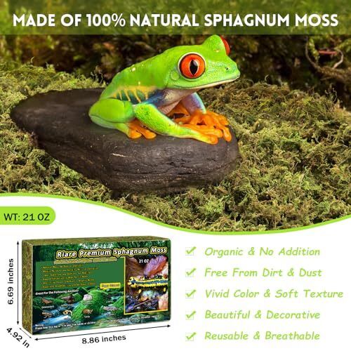 Premium Sphagnum Moss for Reptiles- 50QT Natural Live Moss Reptile Moss ...