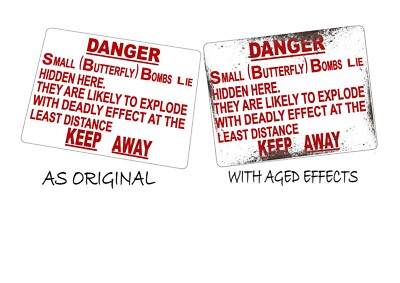 WW2 metal signs Butterfly Bomb Warning Metal Sign Vintage WW2 Bomb Sign ...