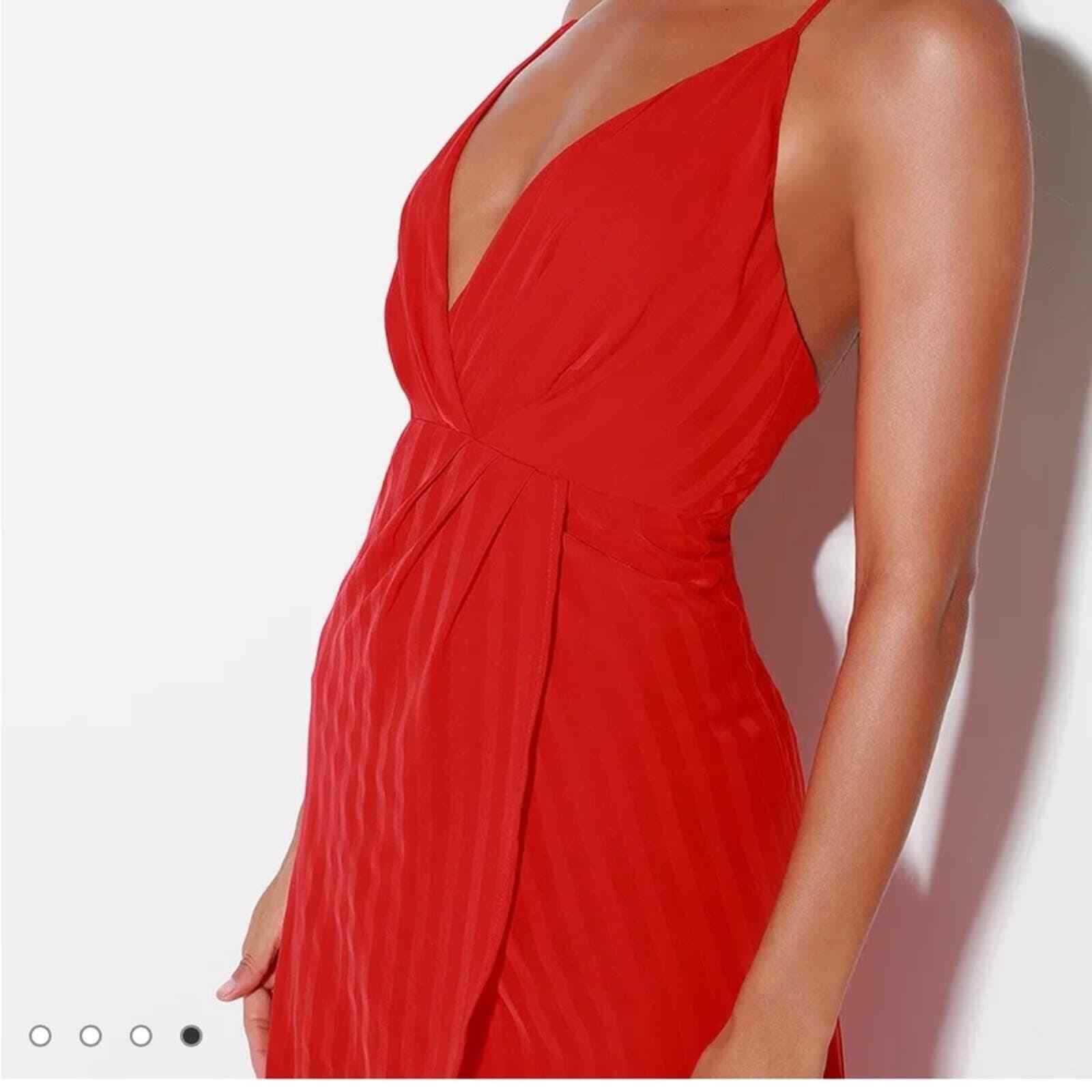 Lulus Panache Red Backless Midi Dress deep V Small - Gem