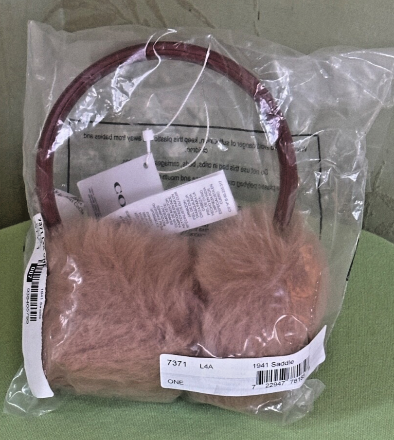 COACH SHEARLING & LEATHER EARMUFFS:NWT SADDLE 7371 | eBay