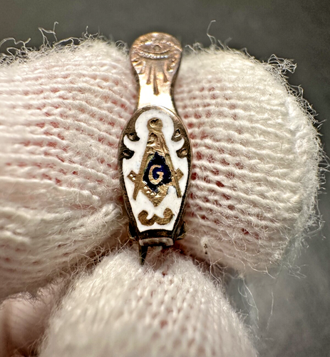 ANTIQUE MASONIC WIDOW'S SLIPPER BLUE ON WHITE PIN H325 | eBay