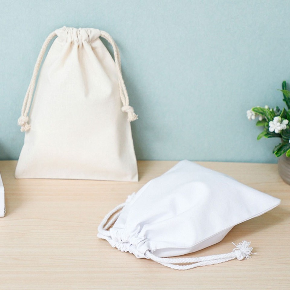 2 Pcs Cotton Linen Drawstring Storage Bags For Household Flour And Rice ...