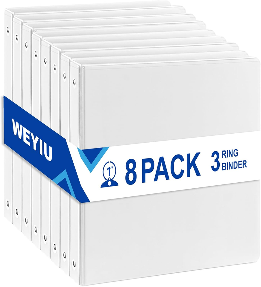 1 Inch 3-Ring Binder, 1" round Ring Binder with 2 Interior Pockets ...