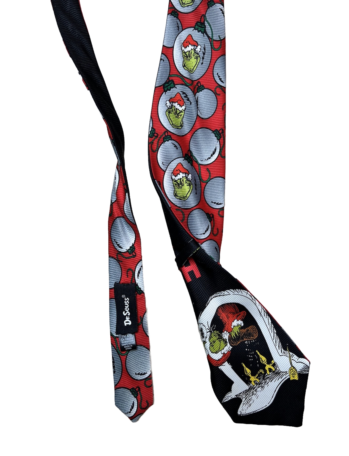 The Grinch Reversible Mens Tie Dr. Seuss Necktie Blac… - Gem