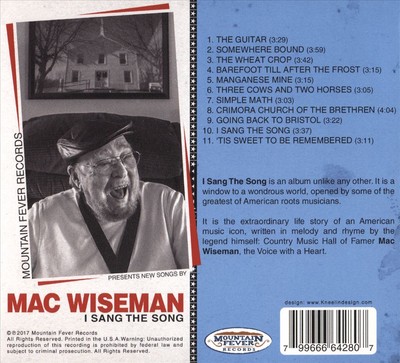MAC WISEMAN - I SANG THE SONG * NEW CD 799666642807| eBay