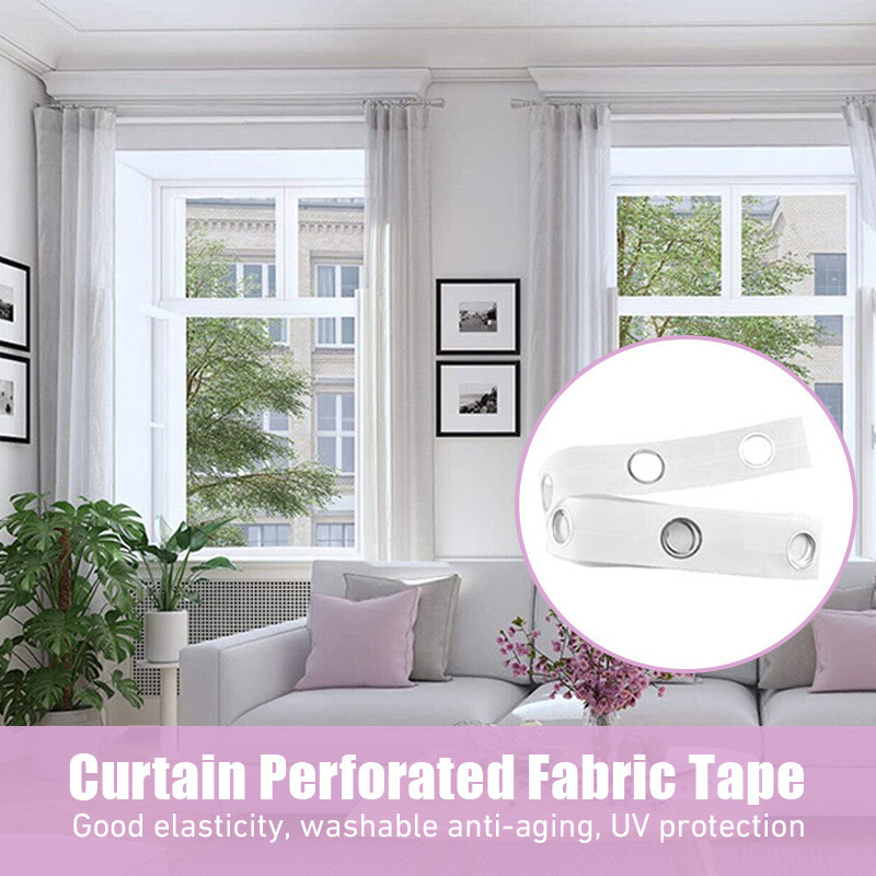 10M Curtain Heading Tape with 80 Round Eyelet Rings for Curtain Blinds ...