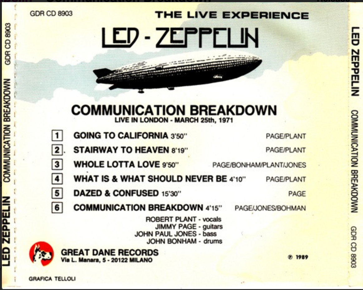 Led Zeppelin Communication Breakdown Communication Breakdown, Led