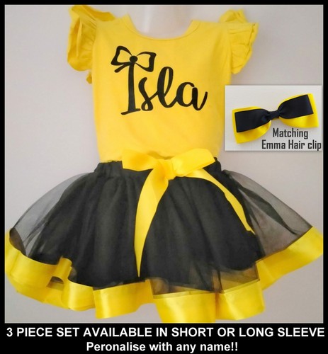 EMMA WIGGLES COSTUME WIGGLE TUTU CAKE SMASH PERSONALISED SHIRT OUTFIT ...