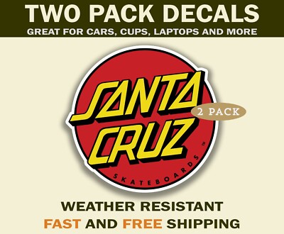 Santa Cruz Sticker Decal Santa Cruz Skateboard Logo Sticker x2 | eBay