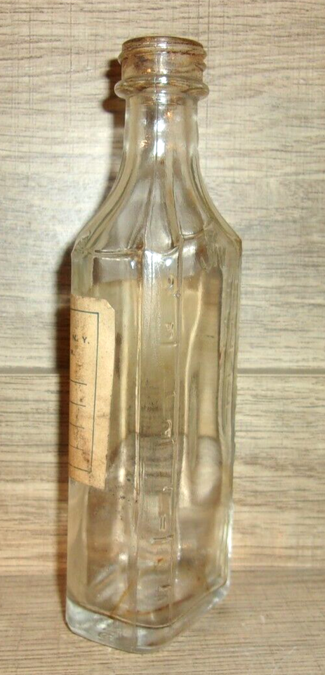 Antique Blue Ribbon Clear Glass 3iv Graduated Pharmacy Medicine Bottle ...