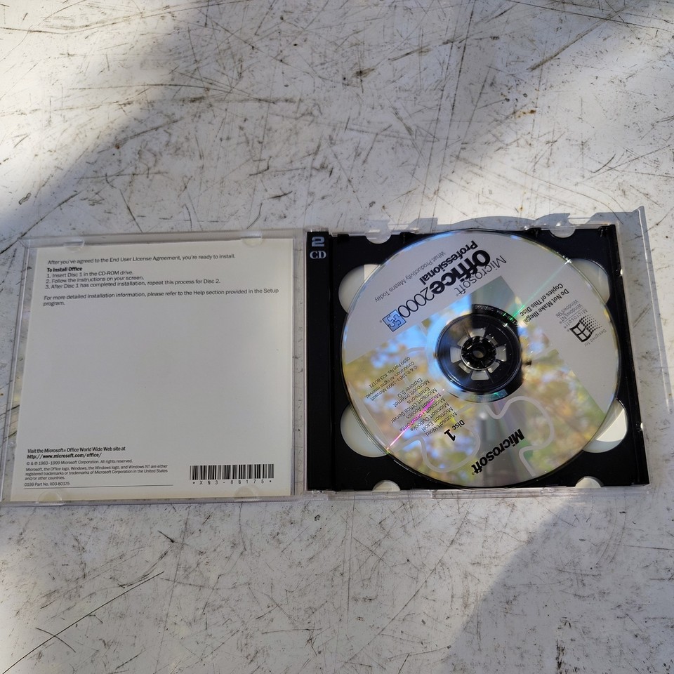 Microsoft Office 2000 Professional 2 CD-ROM w/ Prod Key for WINDOWS NT ...