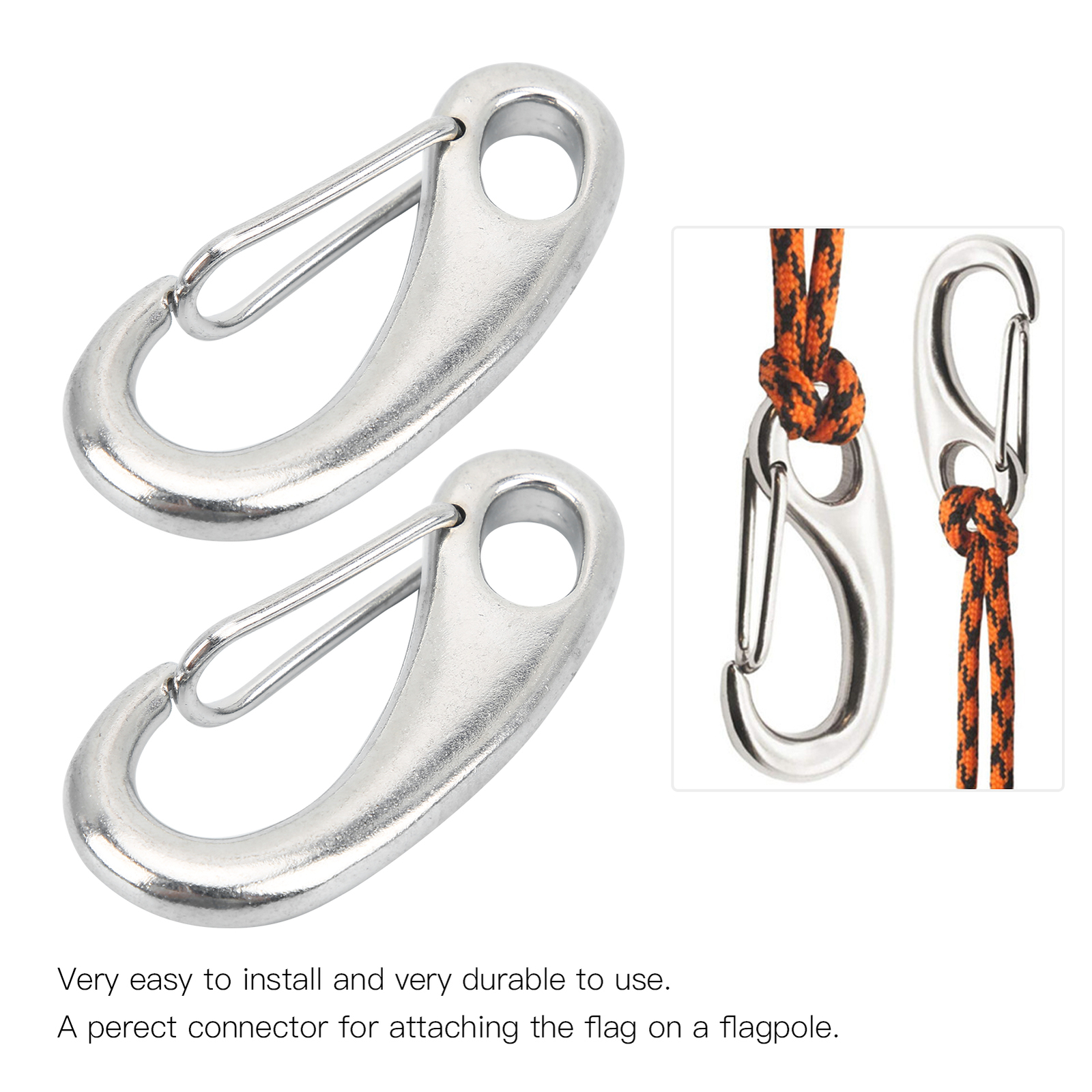 4pcs 70mm Heavy Duty Snap Rope Hook Stainless Steel Spring Snap Hook ...