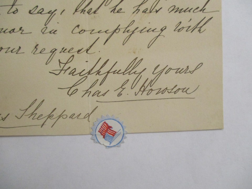 1896 Charles E. Howson (Bram Stoker,Sir Henry Irving) Signed Complying ...