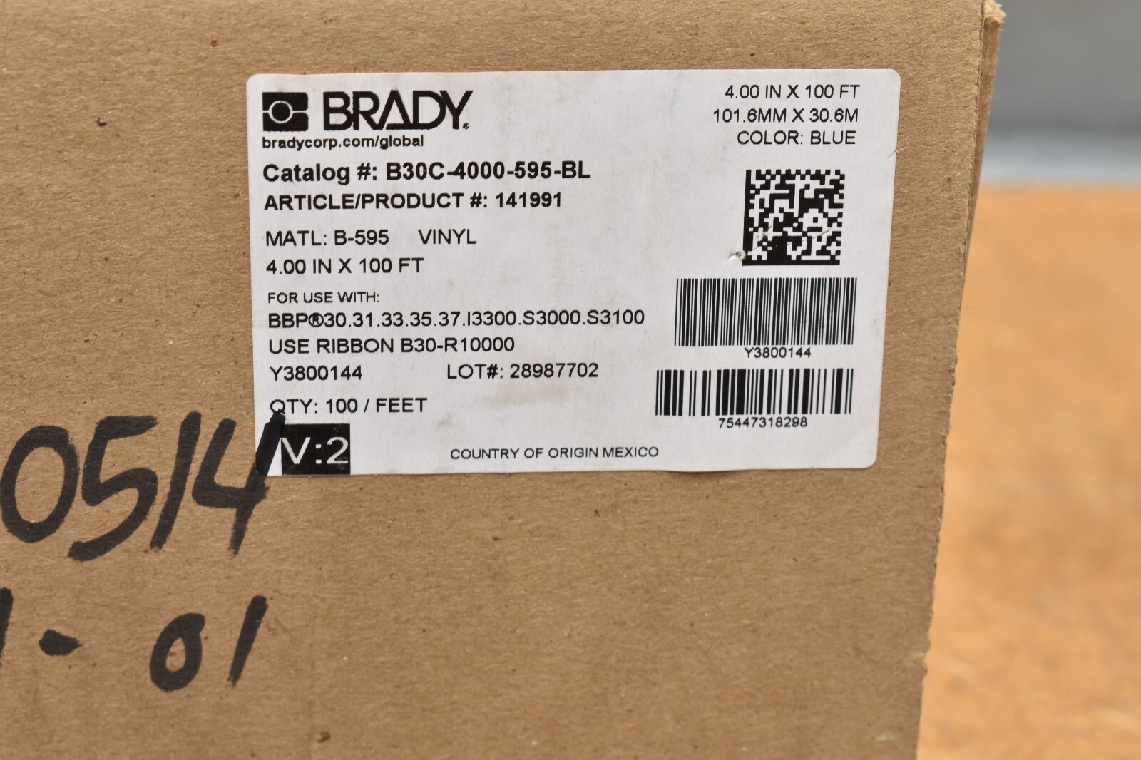 Brady B30C-4000-595-BL, Permanent Adhesive Vinyl Label Tape, Blue, 4" x 100 Ft | eBay