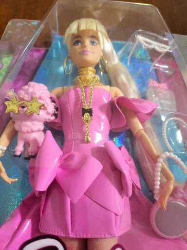 Barbie Extra Fancy Collectible Doll Fancy Pink Glossy Gown & Puppy for ...