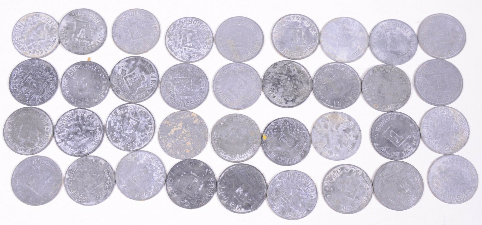 Lot of (36) Missouri Sales Tax 1925 to 1940 Zinc Tokens Depression Era ...