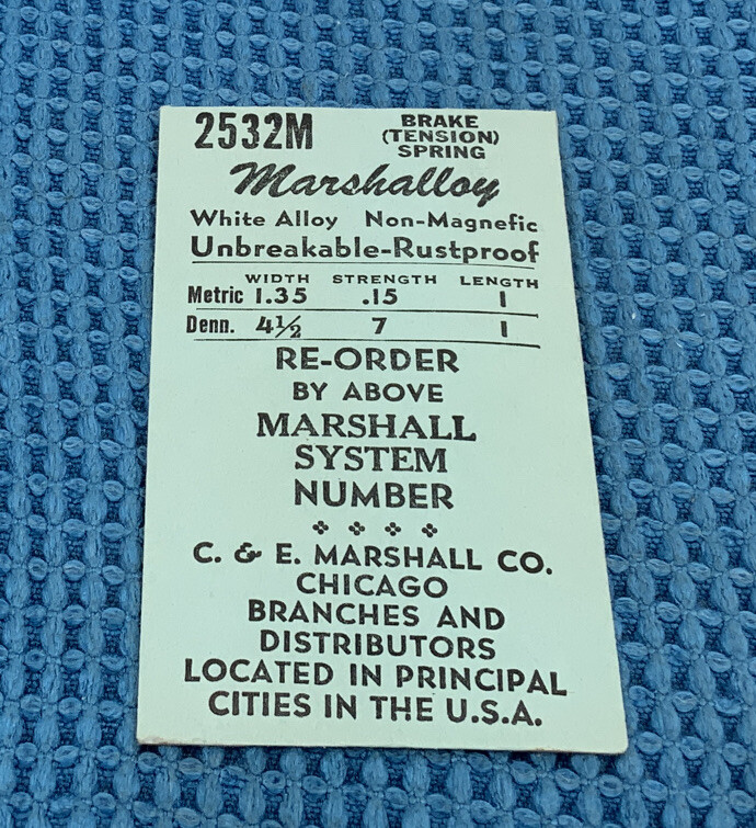 Marshalloy 2532M mainspring bridle (4.5 X 7 X 1) NOS (WA95-End) R | eBay