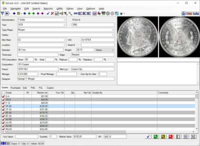 Coin Inventory Software: EzCoin USA 2025 with Values+Images+Great ...