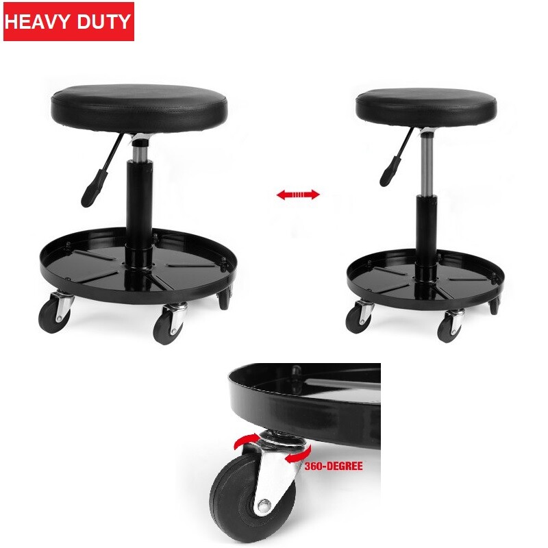 Adjustable Mechanics Rolling Creeper Seat Stool Chair Tool Tray for ...