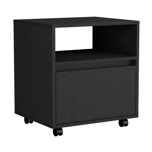 KA Nightstand , End Table, Side Table Casters, Single Drawer-Black | eBay