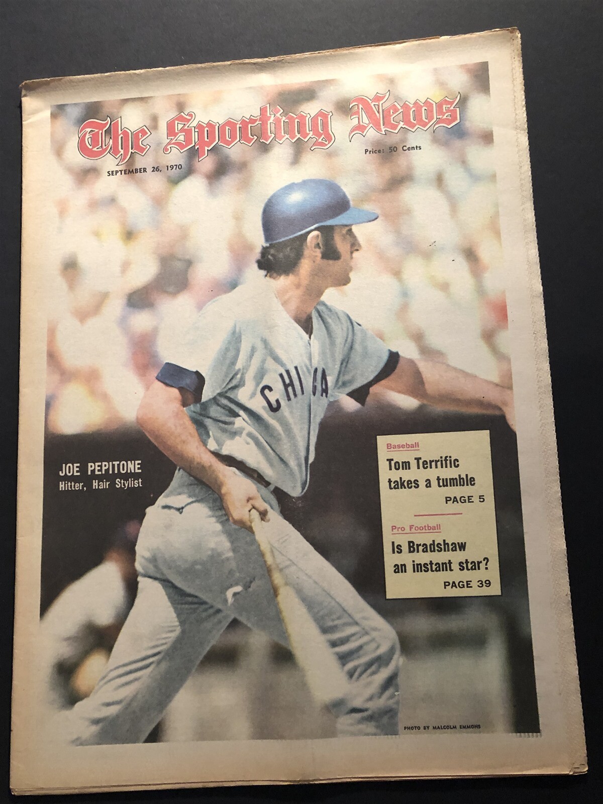 1970 Sporting News CHICAGO Cubs JOE PEPITONE No Label NY YANKEES Hair ...