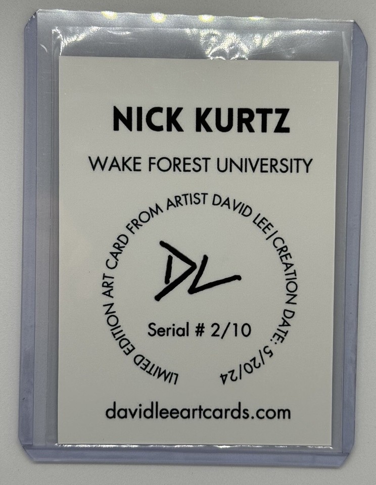 Nick Kurtz Limited Edition Artist Signed Wake Forest Demon Deacons RC 2 ...
