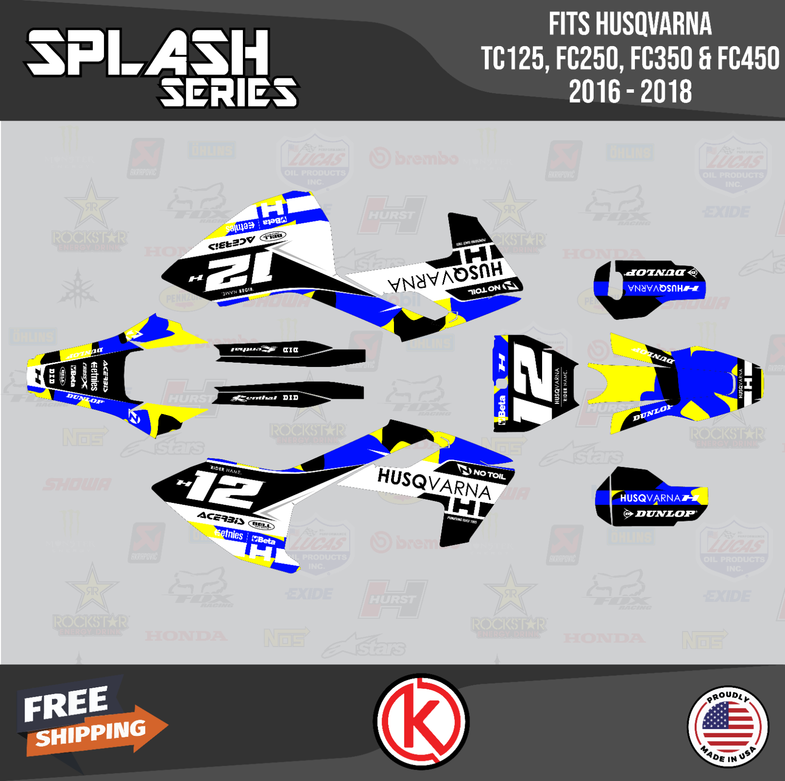 Graphics Kit for Husqvarna TC125 FC250 FC350 FC450 2016 2017 2018 ...