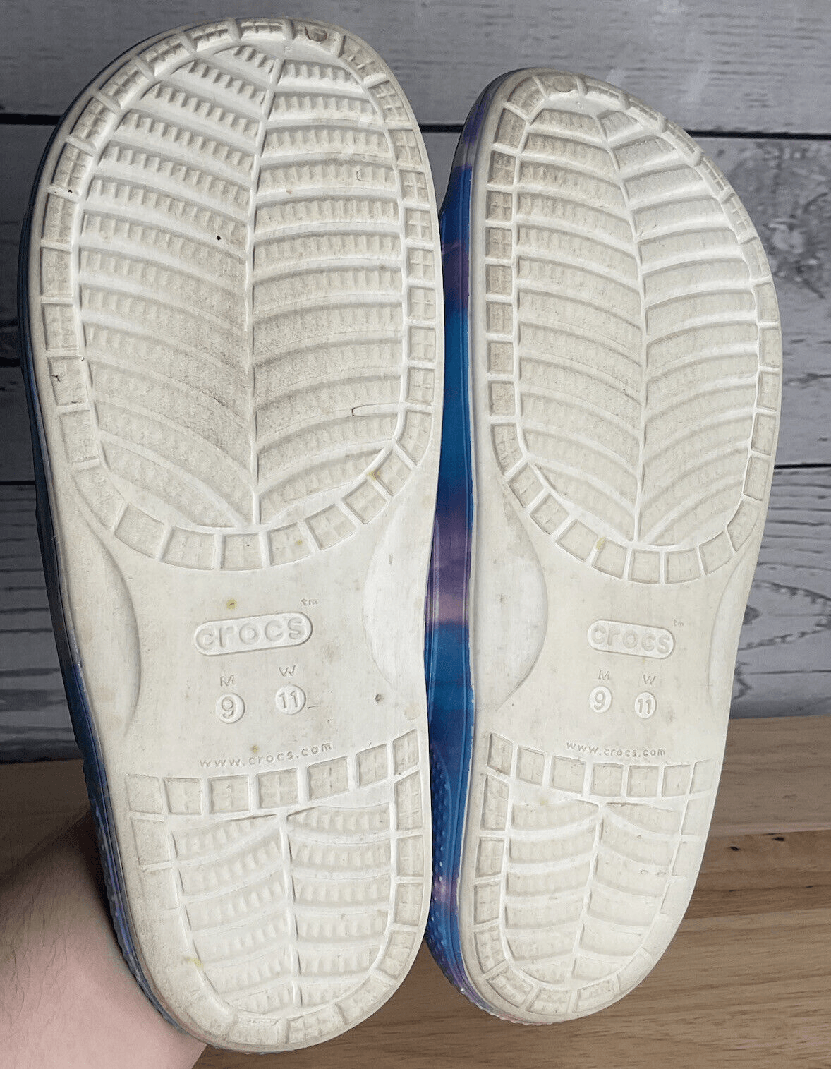 Classic Crocs Open Toe Sandals Unisex Solarized Men's 9 White / Purple ...