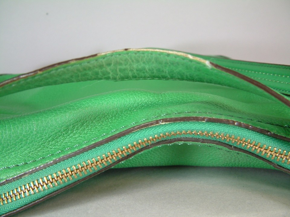 Rare Large Coach Leather Hand Bag Green Vintage Pre-owned 2 Strap ...