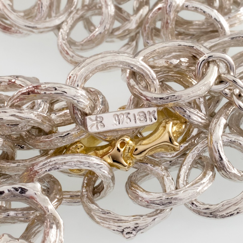 K. Brunini Sterling Silver and 18k Gold Twig Loop Chain Necklace 23" | eBay