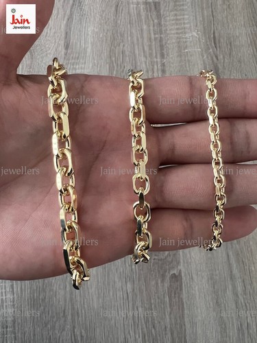 REAL GOLD 22 Kt Hallmark Gold Cable Anchor Link Men's Necklace Chain | eBay