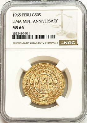 1965 GOLD PERU 50 SOLES LIMA MINT ANNIVERSARY COIN NGC MINT STATE 66 | eBay