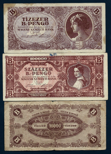 SET 10000000000000000 & 100000000000000 HUNGARY B(Billion)Pengo P-132 ...