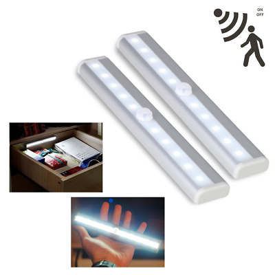 10 LED PIR Motion Sensor LED Night Light Battery Operated with Magnetic ...