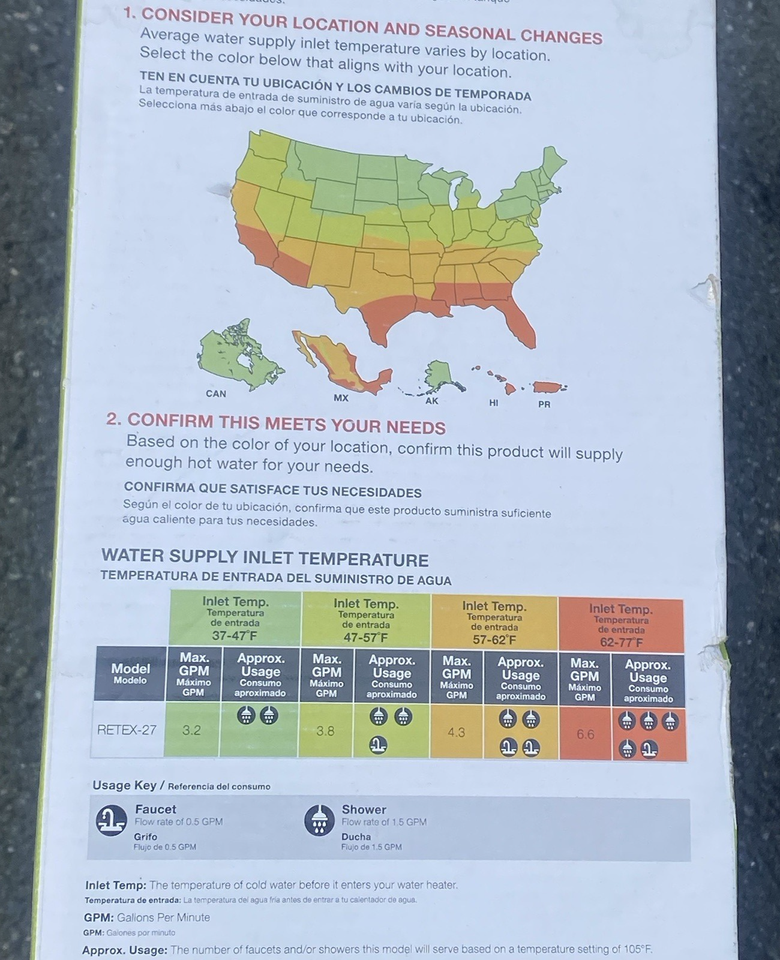 Rheem Electric Tankless Water Heater RETEX-27 (27KW) NEW OPEN BOX FREE ...