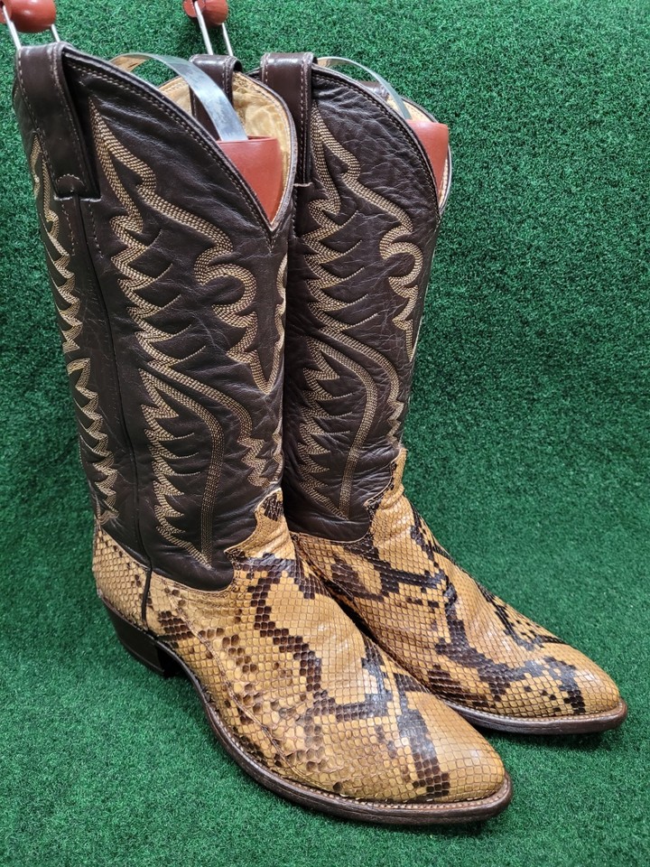 8.5 D ⭐ VINTAGE ⭐ JUSTIN ⭐ PYTHON ⭐ SNAKE ⭐ CUSTOM ⭐ RARE ⭐ COWBOY ...