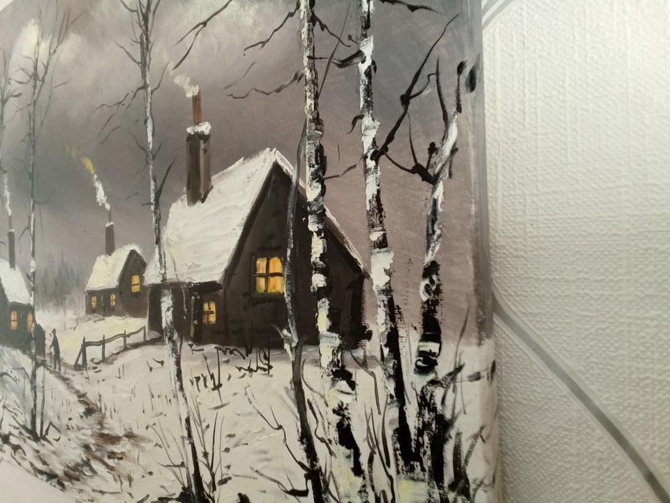 original oil painting, Birch trees in tne snow, signed joe townend | eBay