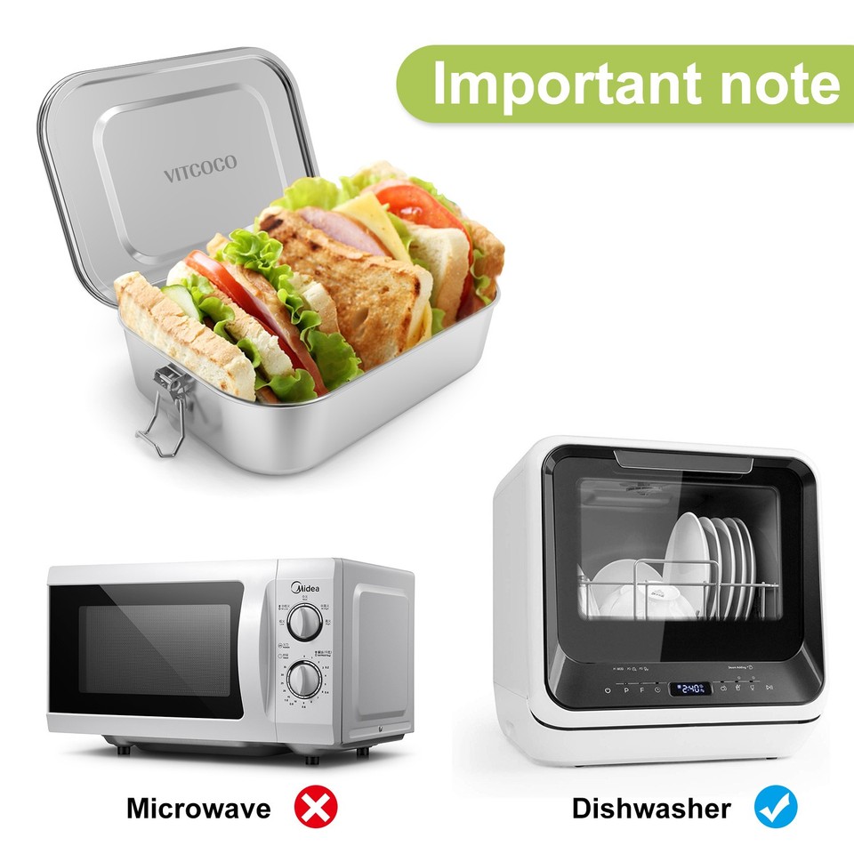 Stainless Steel Lunch Box 800/1200/1400ml: Partitionable Leak-proof ...